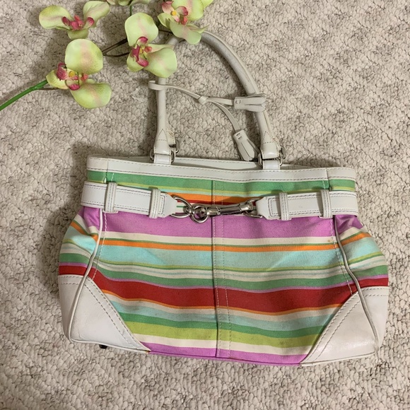Coach | Bags | Coach Rainbow Striped Hand Bag | Poshmark